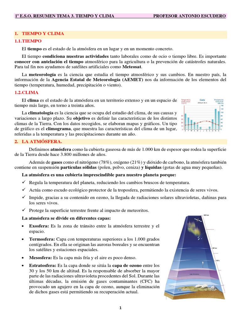 Resumen Tema 3. !alerta Temporal! Tiempo y Clima | PDF | Herida | Atmósfera