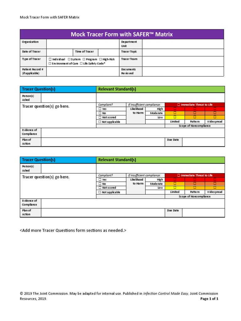 Mock Tracer Form With Safer Matrix2 | PDF | Regulatory Compliance ...