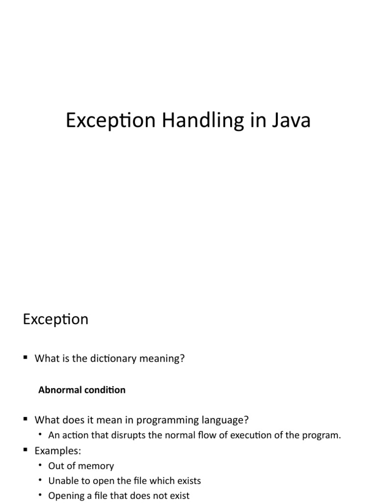 Exception Handling in Java | PDF | Information Technology Management ...