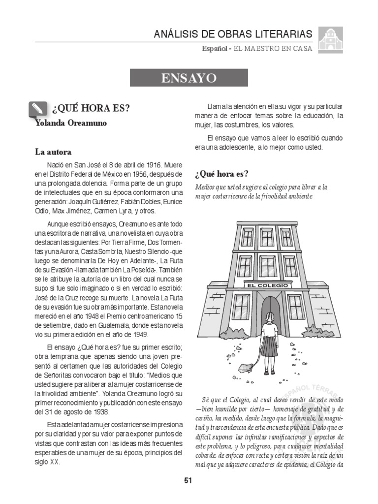 Qué Hora Es de Yolanda Oreamuno | PDF