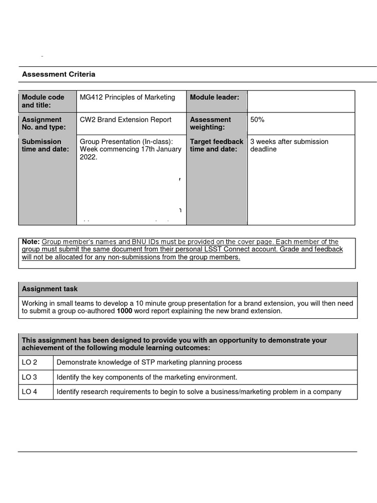 MG412 CW2 The Brand Extension Report Assignment 2021-22 | PDF | Brand ...