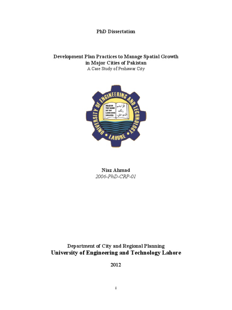 PHD Dissertation: University of Engineering and Technology Lahore | PDF | Governance | Thesis