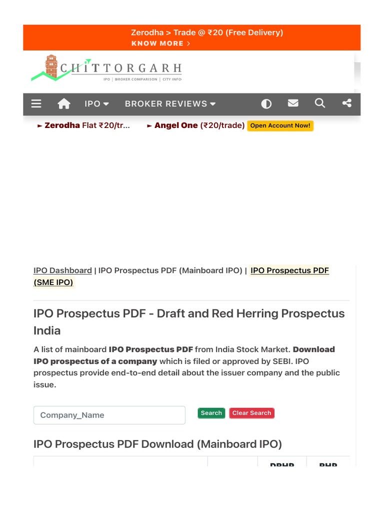 IPO Prospectus List - Draft and Red Herring Prospectus PDF | Download ...