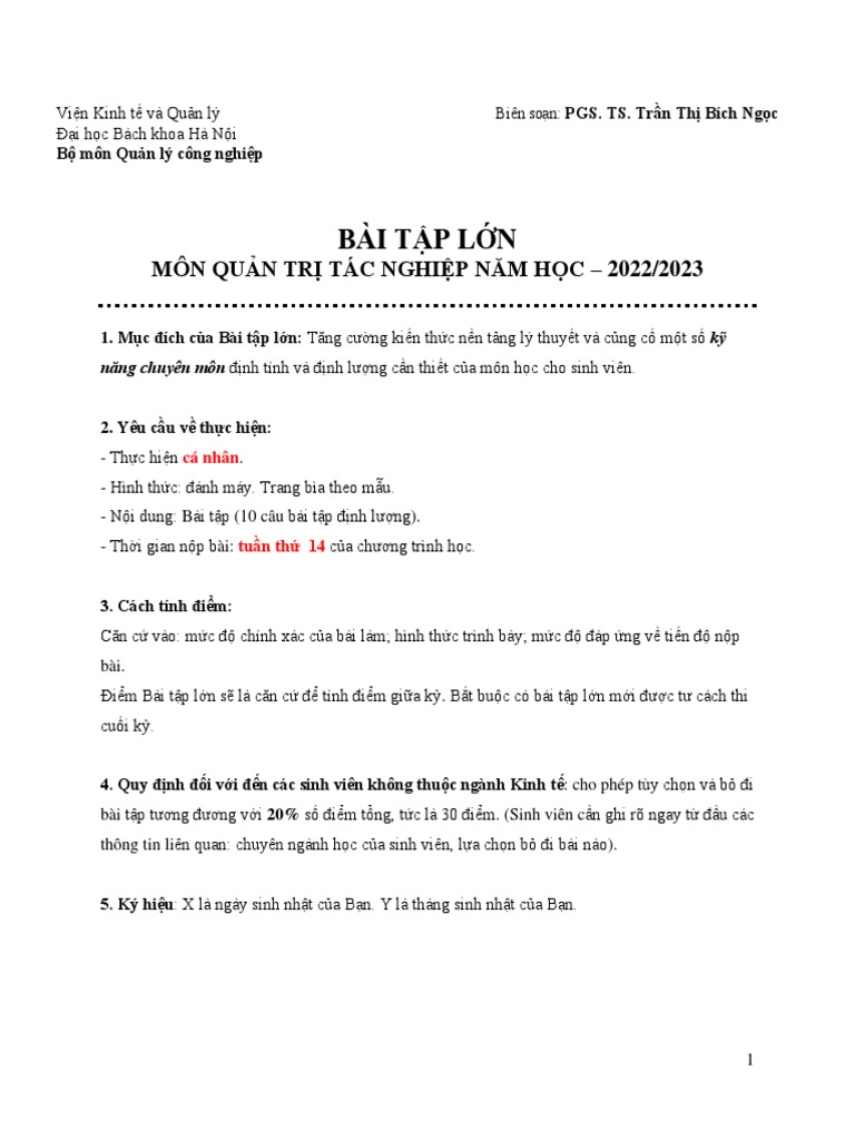 Bài Tâp L N 2022-2023-Edited | PDF