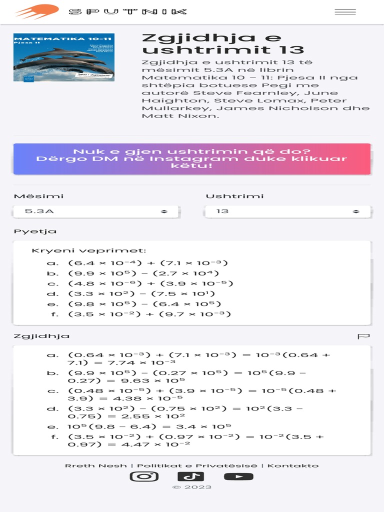 Ushtrimi 13 5.3A Matematika 10 - 11 Pjesa II Zgjidhje Ushtrimesh ...