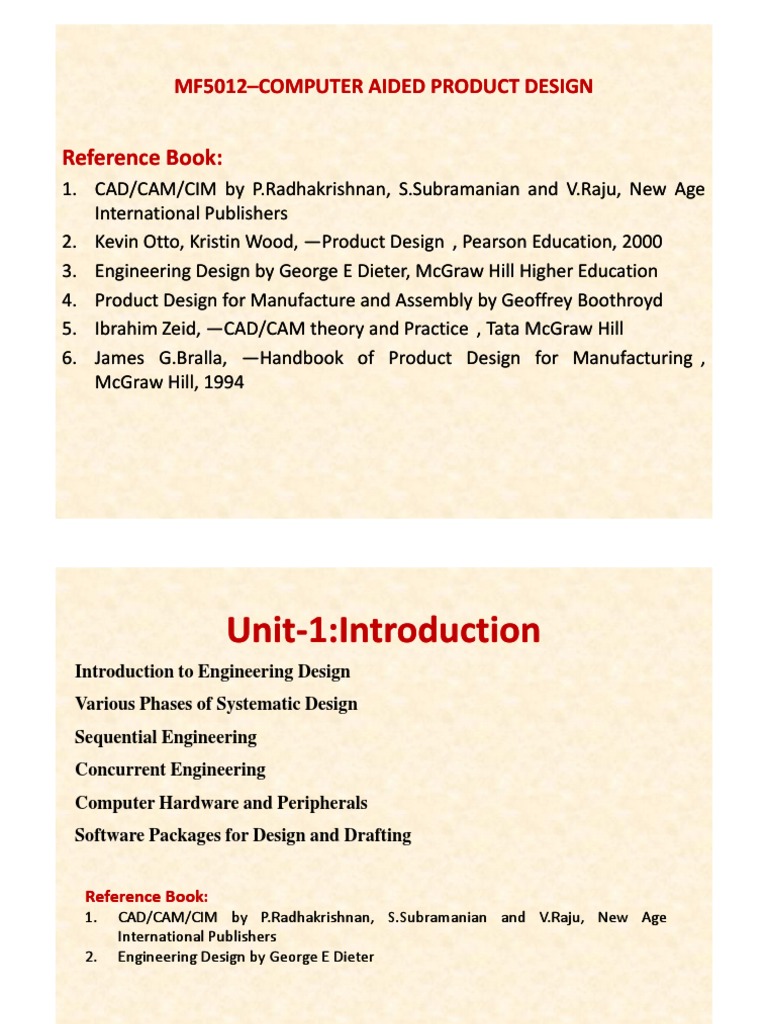Unit I CAPD MF5012 ME MFG | PDF | Personal Computers | Design Methods