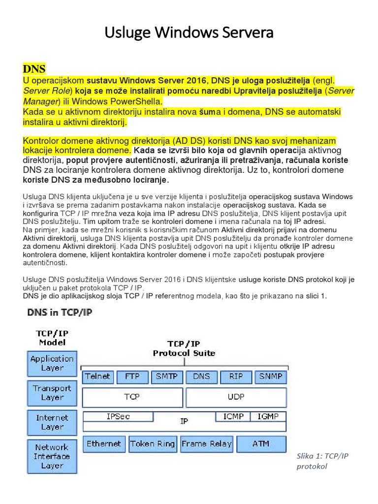 Usluge Windows Servera DHCP, DNS, FTP, WAMP | PDF