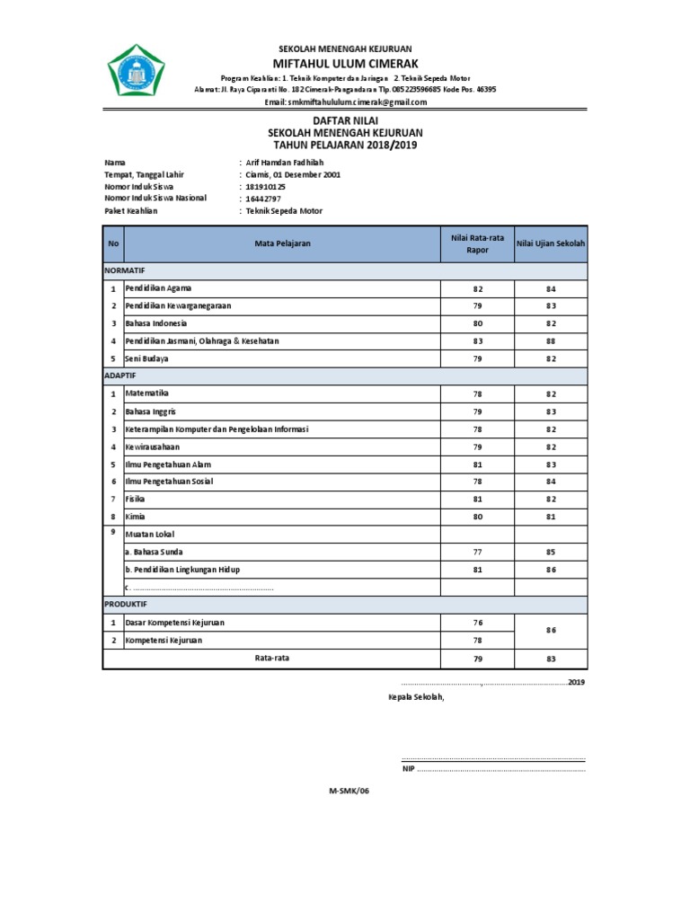 Transkrip Nilai Untuk Belakang Ijazah | PDF