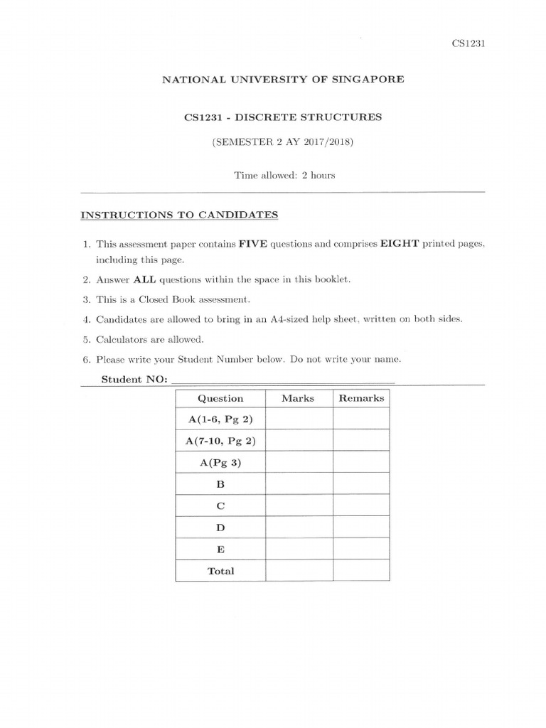 1718sem2 CS1231 | PDF