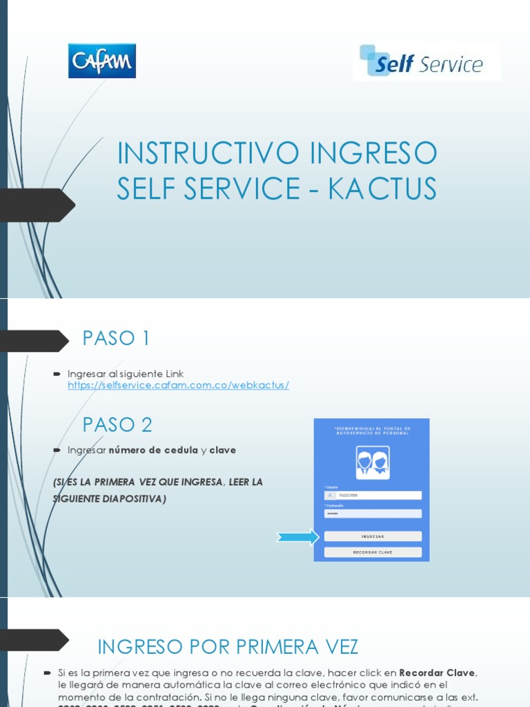 Instructivo Ingreso Self Service - Kactus | PDF