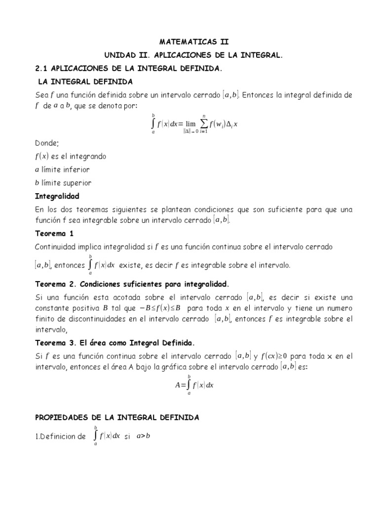 Aplicaciones y Propiedades de Integrales | PDF | Integral | Funciones y ...