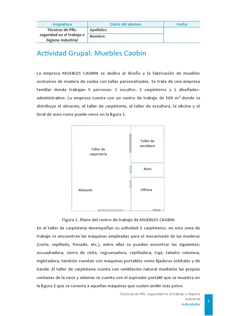 PRL en Muebles Caobin: Seguridad e Higiene | PDF | Carpintería ...