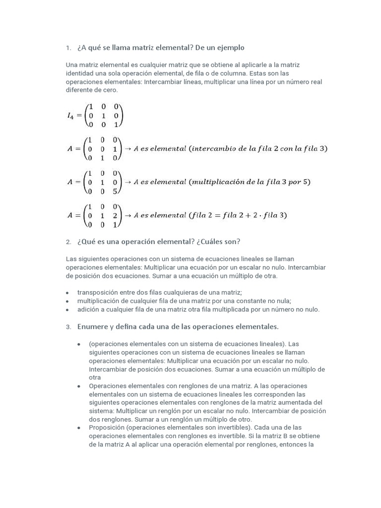 Cuestionario 2 Algebra Lineal | PDF | Matriz (Matemáticas) | Ecuaciones