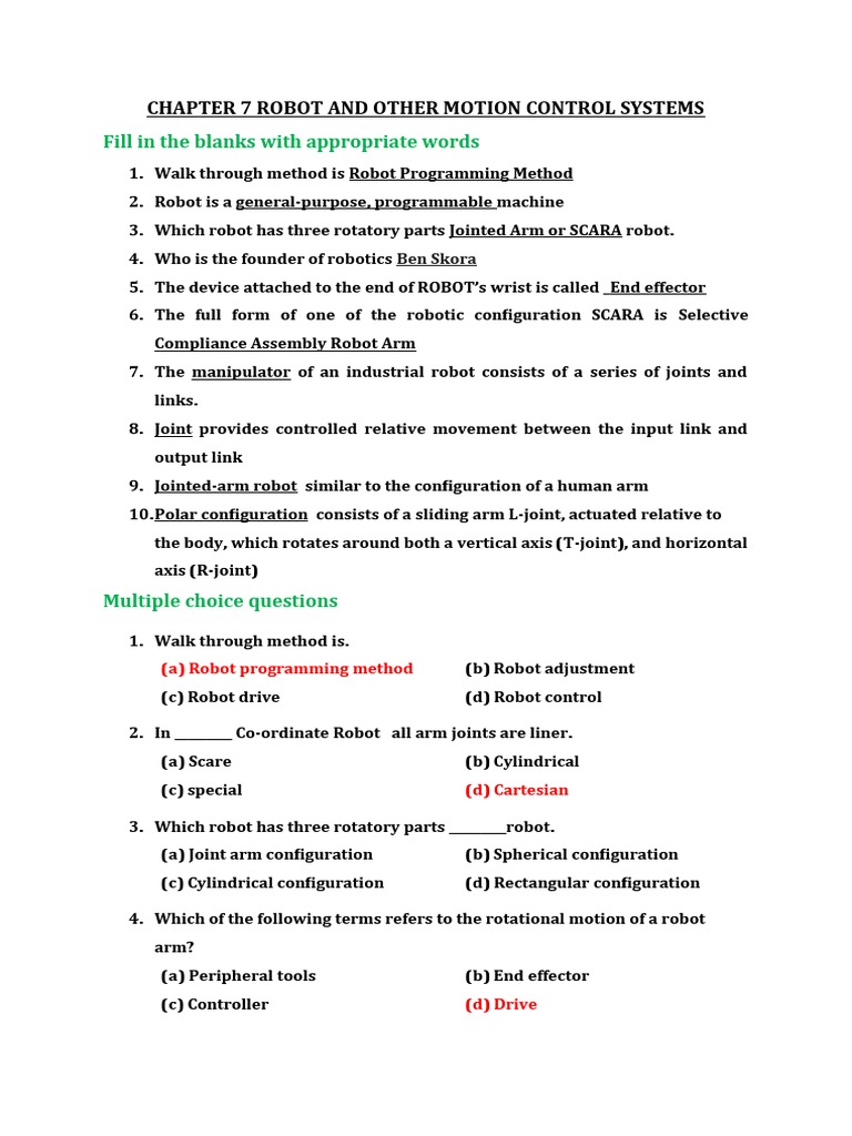 Chapter 7 Robot and Other Motion Control Systems | PDF | Robotics ...
