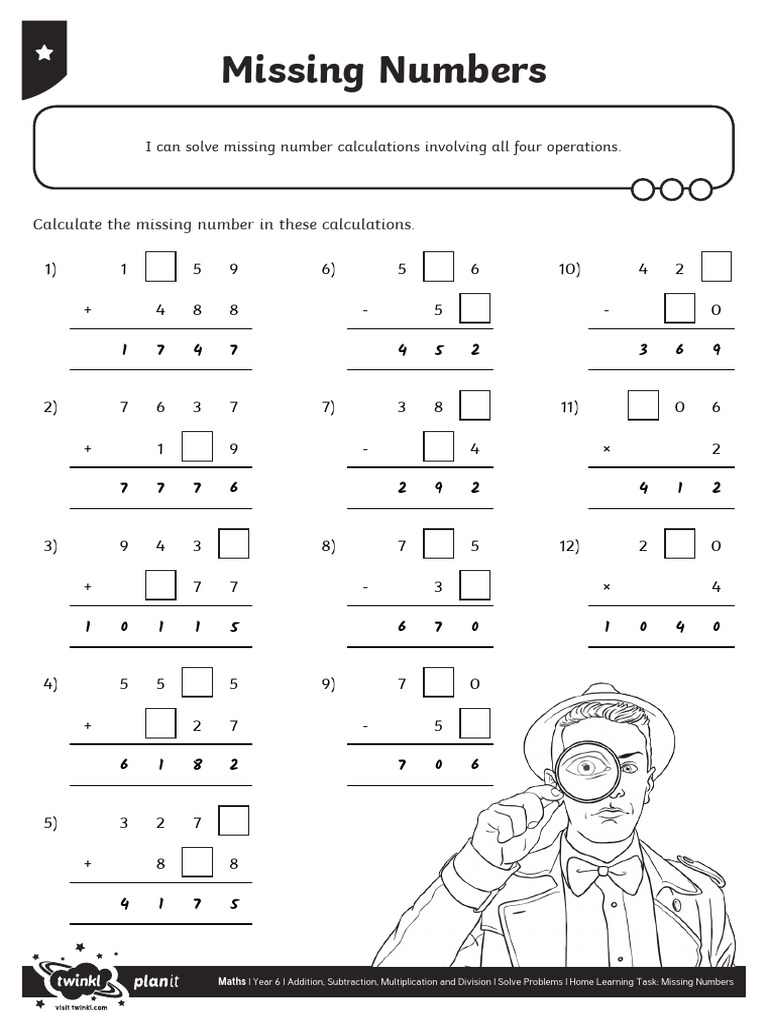 Missing Numbers 2 Home Learning Task | Download Free PDF ...