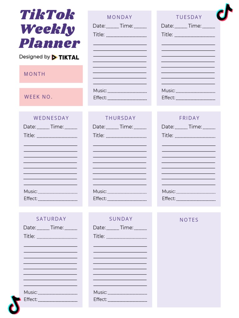 TikTok Content Planner by TIKTAL | PDF