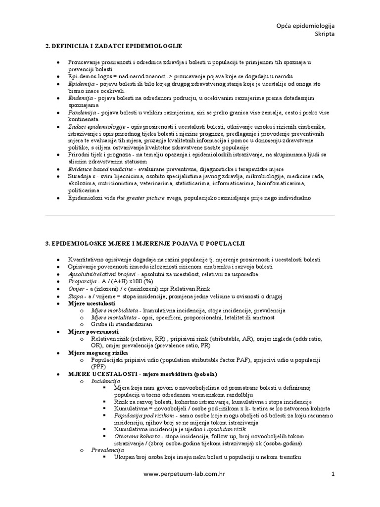Opća Epidemiologija - Skripta | PDF