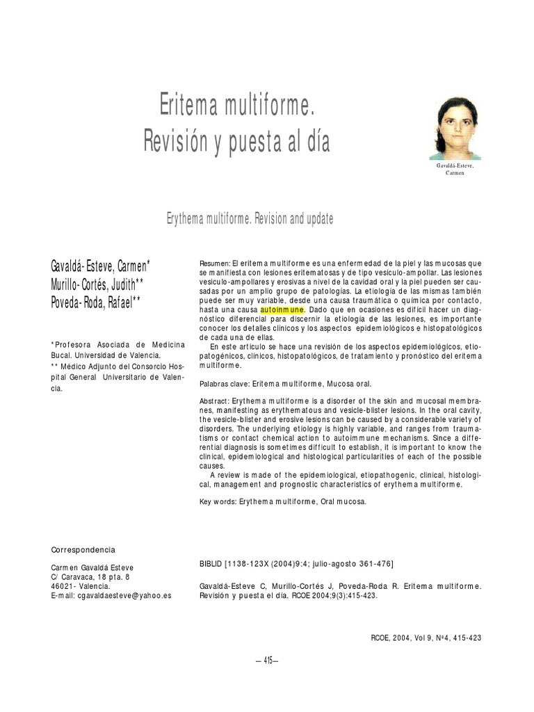1 - Eritema Multiforme. Clasificacion. Scielo | PDF