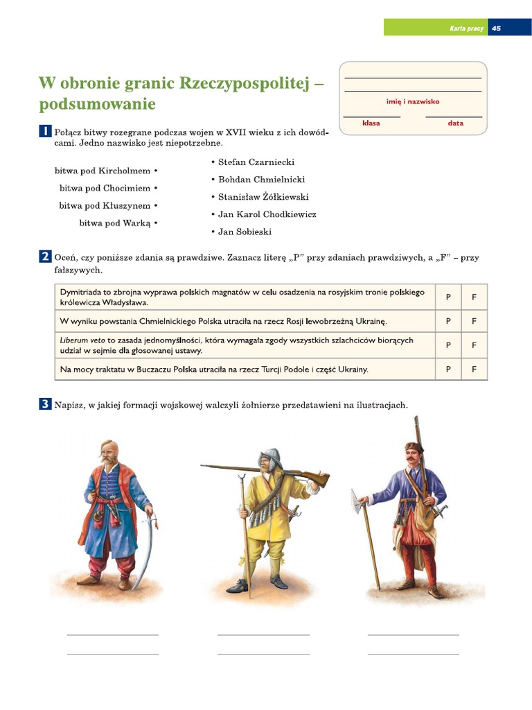 3 W Obronie Granic Rzeczypospolitej Karta Pracy | PDF