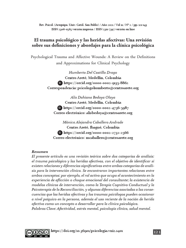 Trauma Psicológico y Heridas Afectivas | PDF | Trauma psicólogico | Las emociones