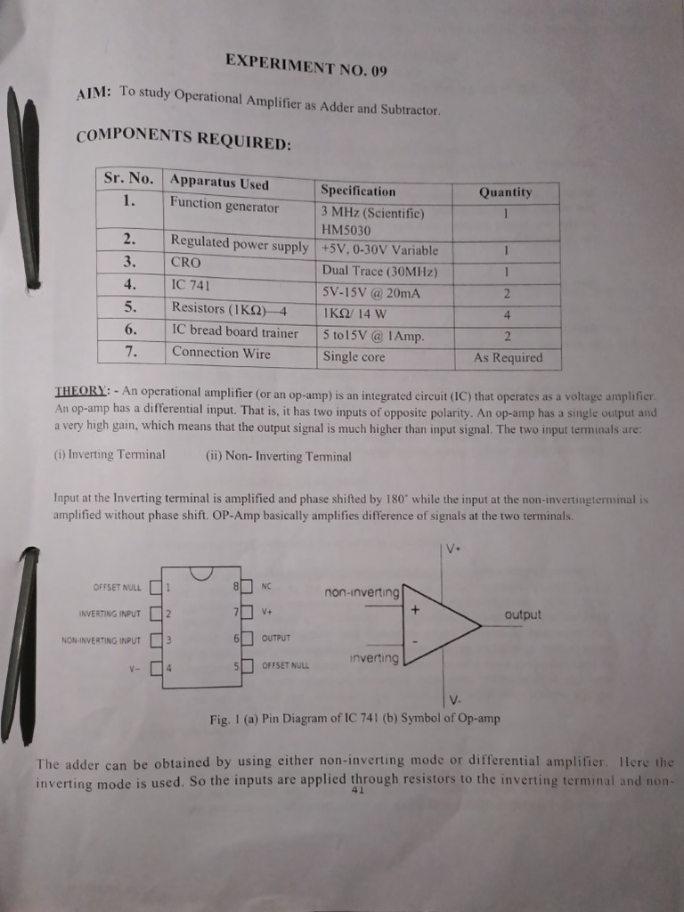 Electronics Experiment 9 | PDF | Operational Amplifier | Amplifier