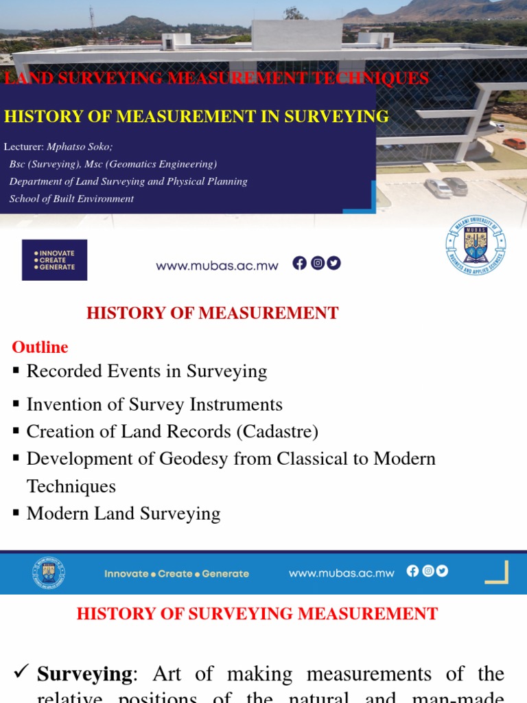 Lecure 1 - History of Measurement in Surveying | PDF | Surveying | Geodesy