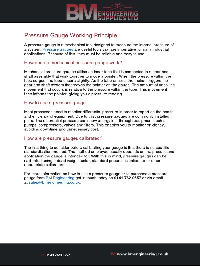 Pressure Gauge Working Principles Explained | PDF | Business ...