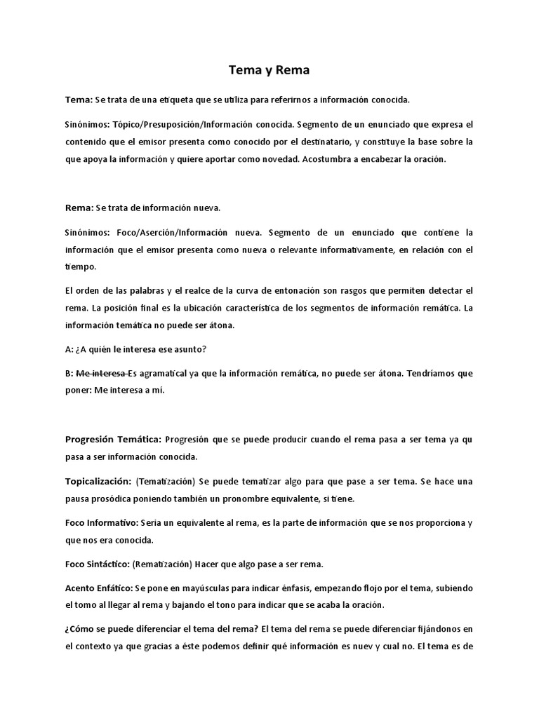 Tema y Rema | PDF