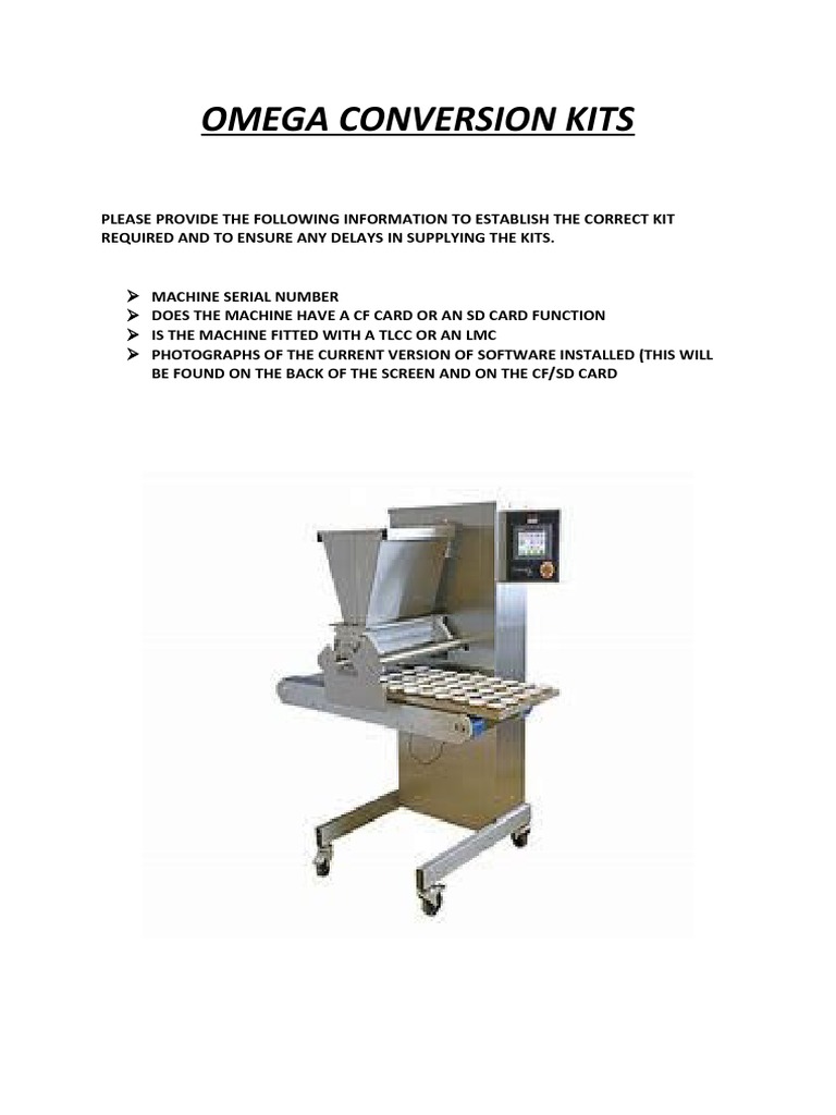 Omega Depositor Conversion Kits Guide | PDF