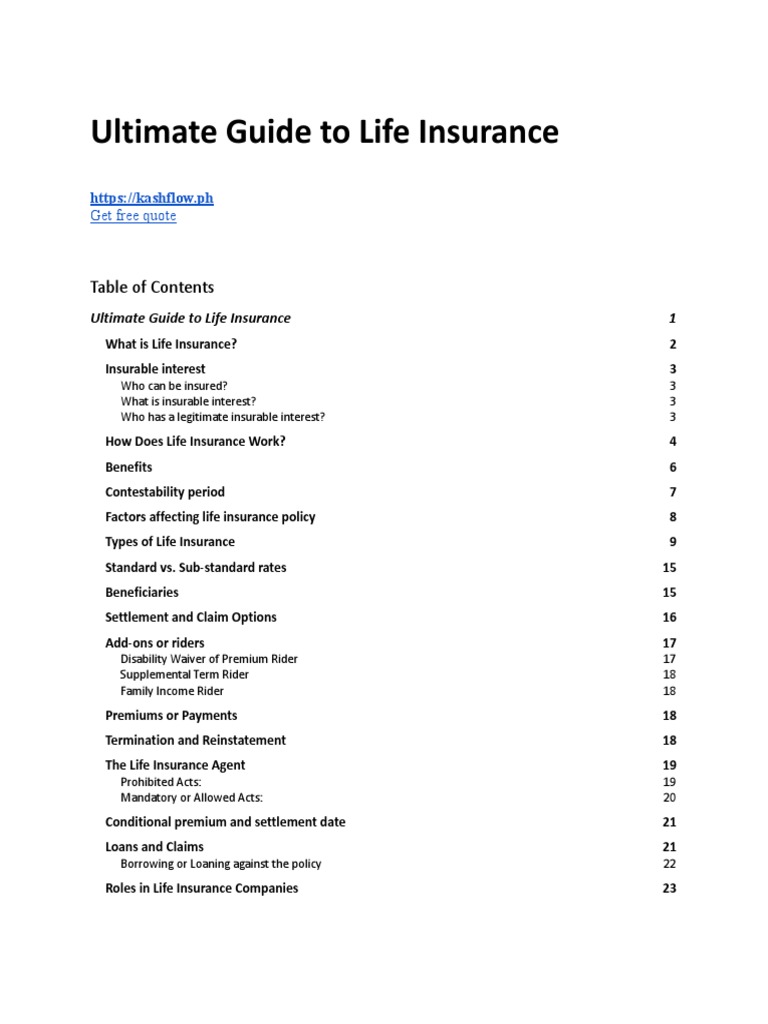 Ultimate Guide To Life Insurance by Bryan Villarosa | Download Free PDF ...