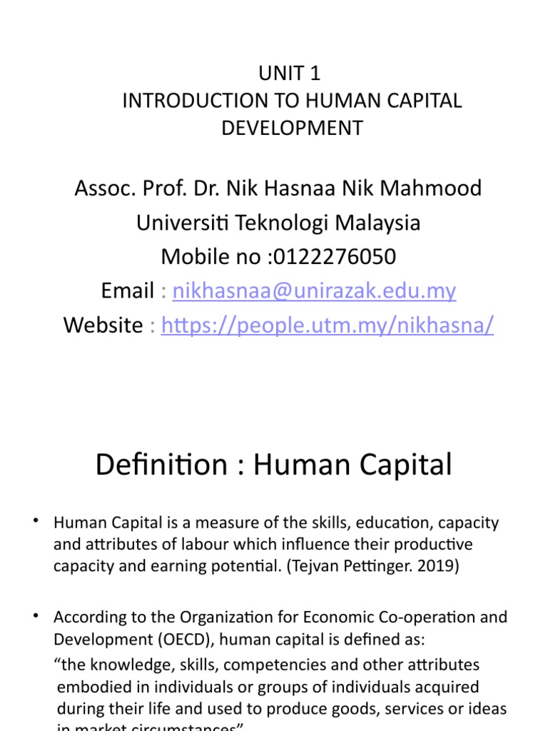 U1 - Introduction To Human Capital Development | PDF | Human Capital ...