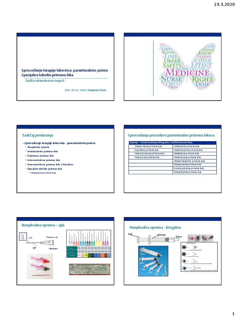5.sprovođenje Terapije Lekovima Parenteralnim Putem. Specijalne Tehnike ...