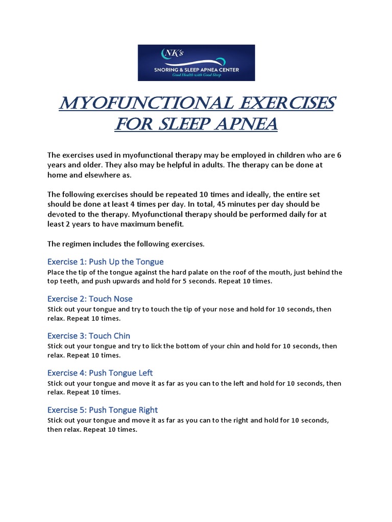 Myofunctional Exercises For Sleep Apnea 1 | PDF | Tongue
