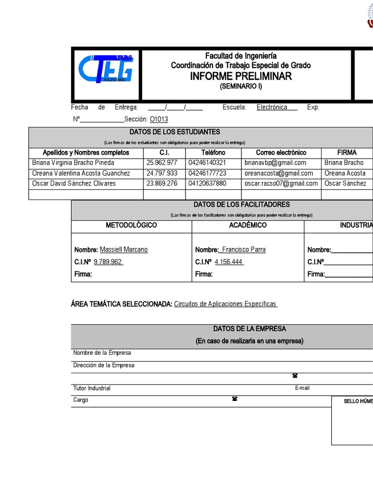 Informe Preliminar Electrónica | PDF | Ciencias de la Salud