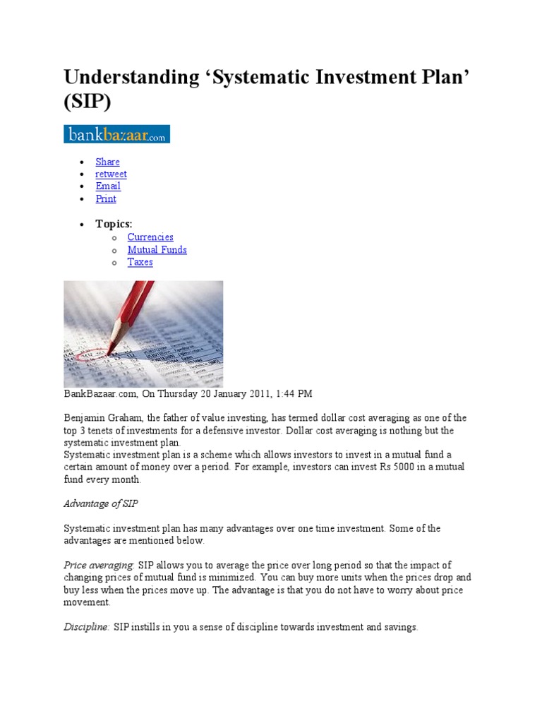 Understanding Systematic Investment Plan' (SIP) : Topics | PDF | Mutual ...