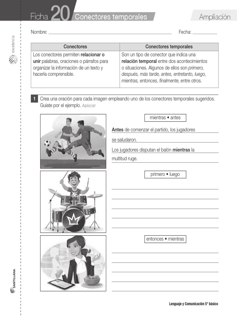 Ficha 20 Conectores Temporales | PDF | Lingüística