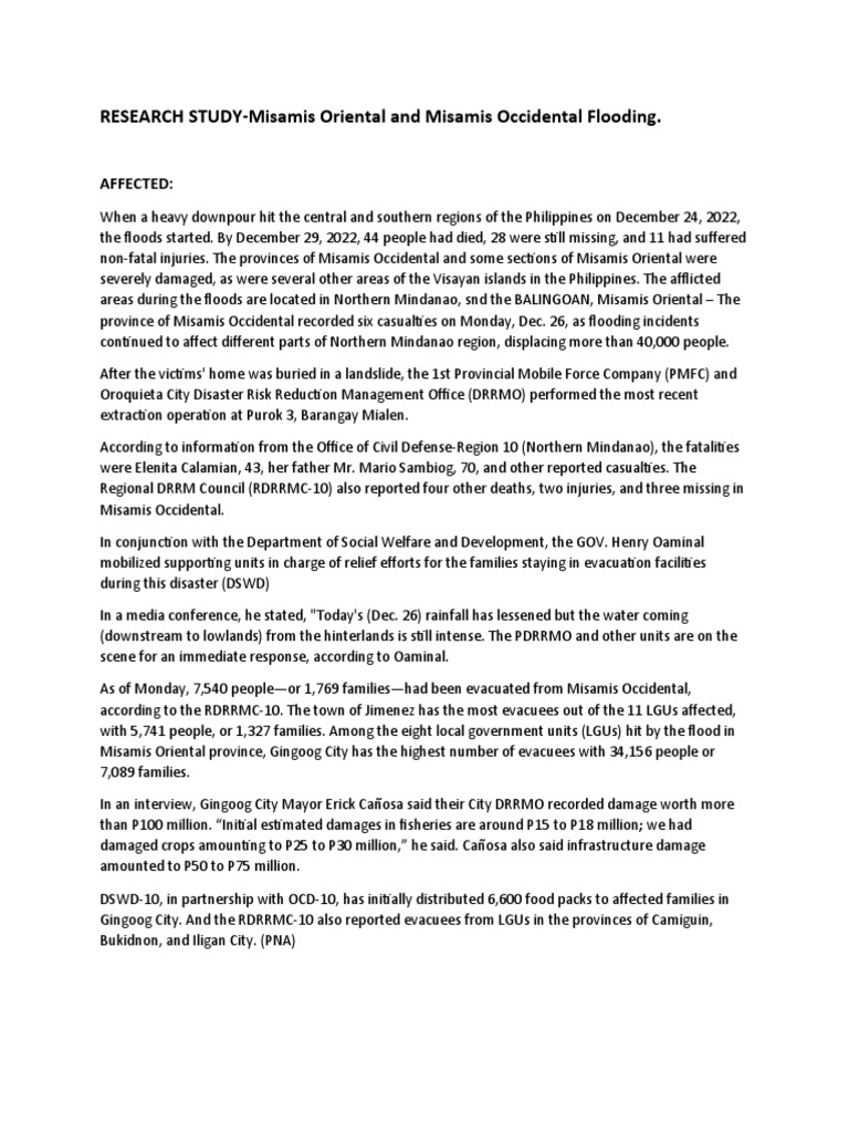 Research Study | PDF | Flood | Mindanao