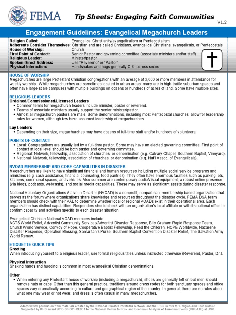 Fema Faith Communities Evangelical Megachurch Lead | PDF ...