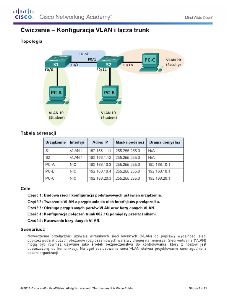3.2.2.5 Lab - Configuring VLANs and Trunking | PDF