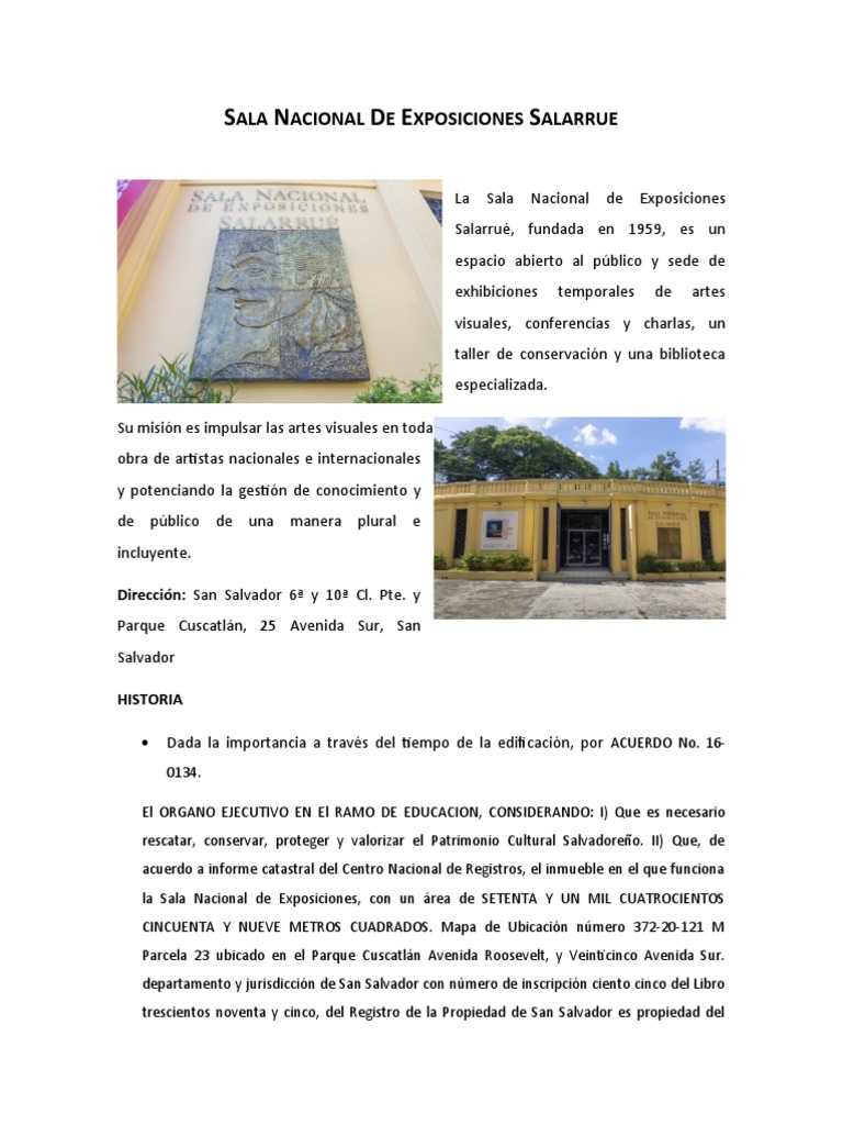 Sala de Exposiciones Salarrue | PDF | El Salvador