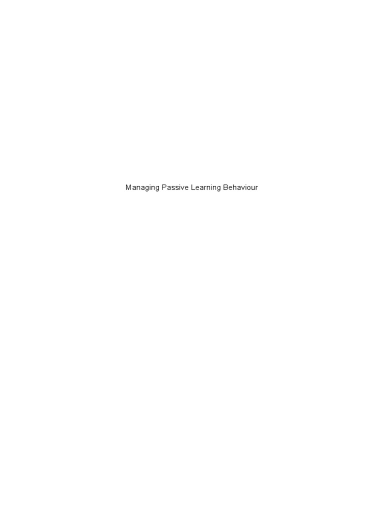 05 Managing Passive Learning Behaviour | Download Free PDF | Learning | Teachers
