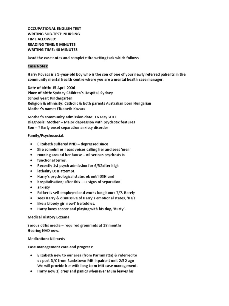 Inspirenext Harry Kovacs Writing Sub Test Nursing Oet Writing Sample ...