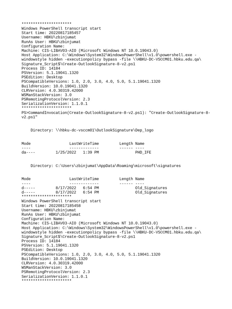 PowerShell Transcript - CIS-LIBAV03-AIO - Xxcuk Ol.20220817185457 | PDF ...