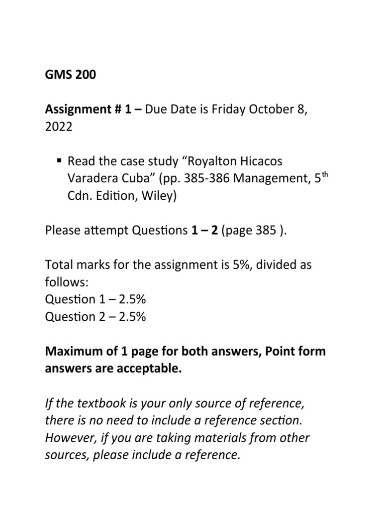 Mini Assignment#1 Instructions | PDF