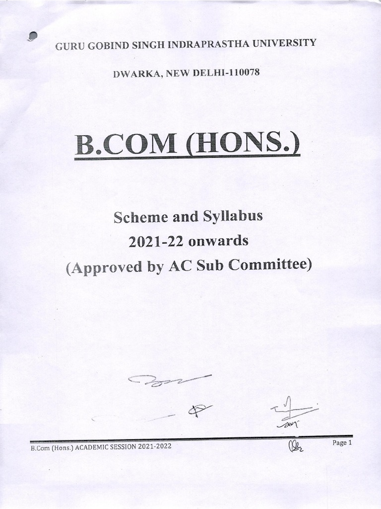 BCOM (H) FINAL - Syllabus W.E.F. Dec 2021.docx (Ist Year) | PDF