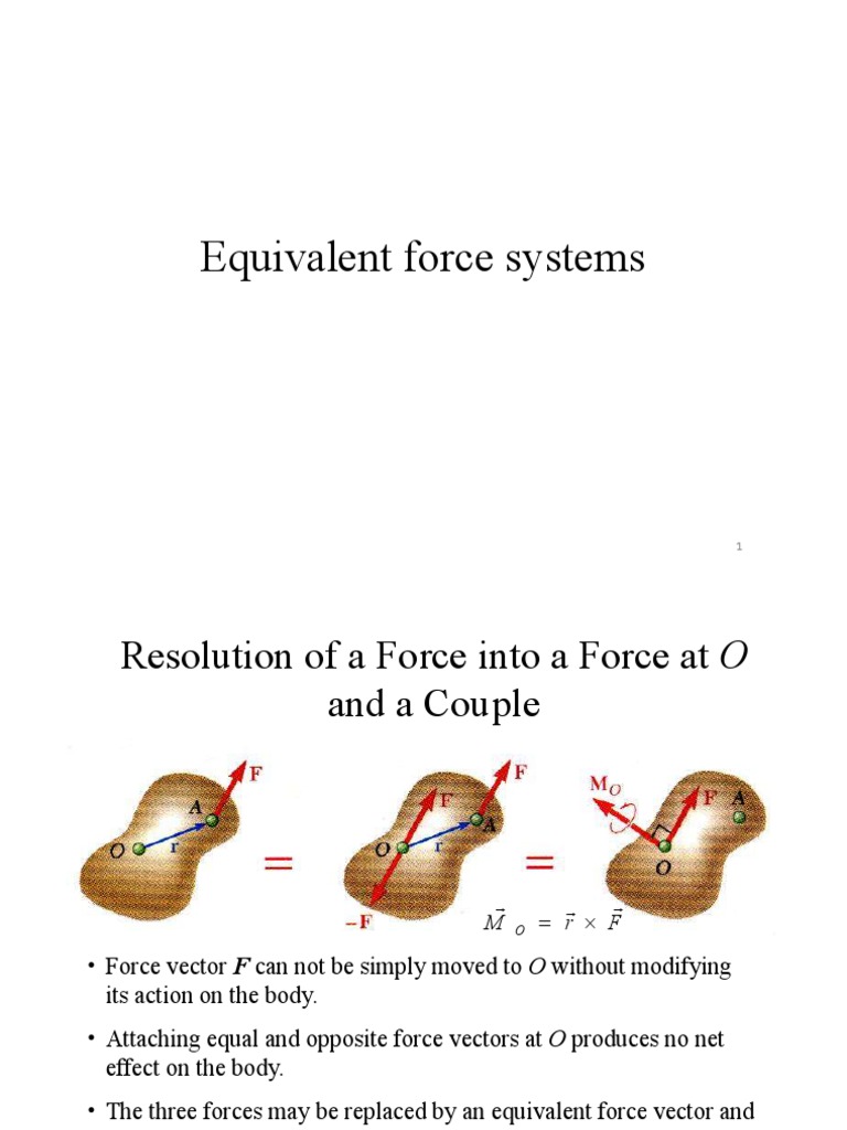 Equivalent force systems resolved into force and couple | PDF | Force | Pressure
