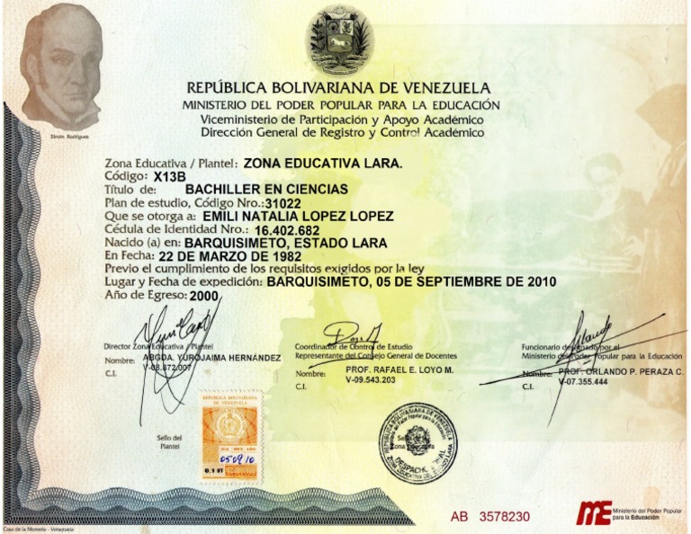 Titulo de Bachiller Natalia | PDF