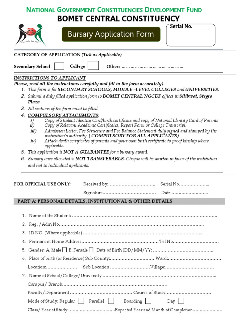 Ngcdf-Bursary Bomet Central 2 | PDF
