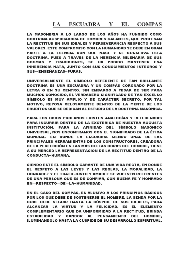 La Escuadra y El Compas Trabajo Leer Tenida | PDF