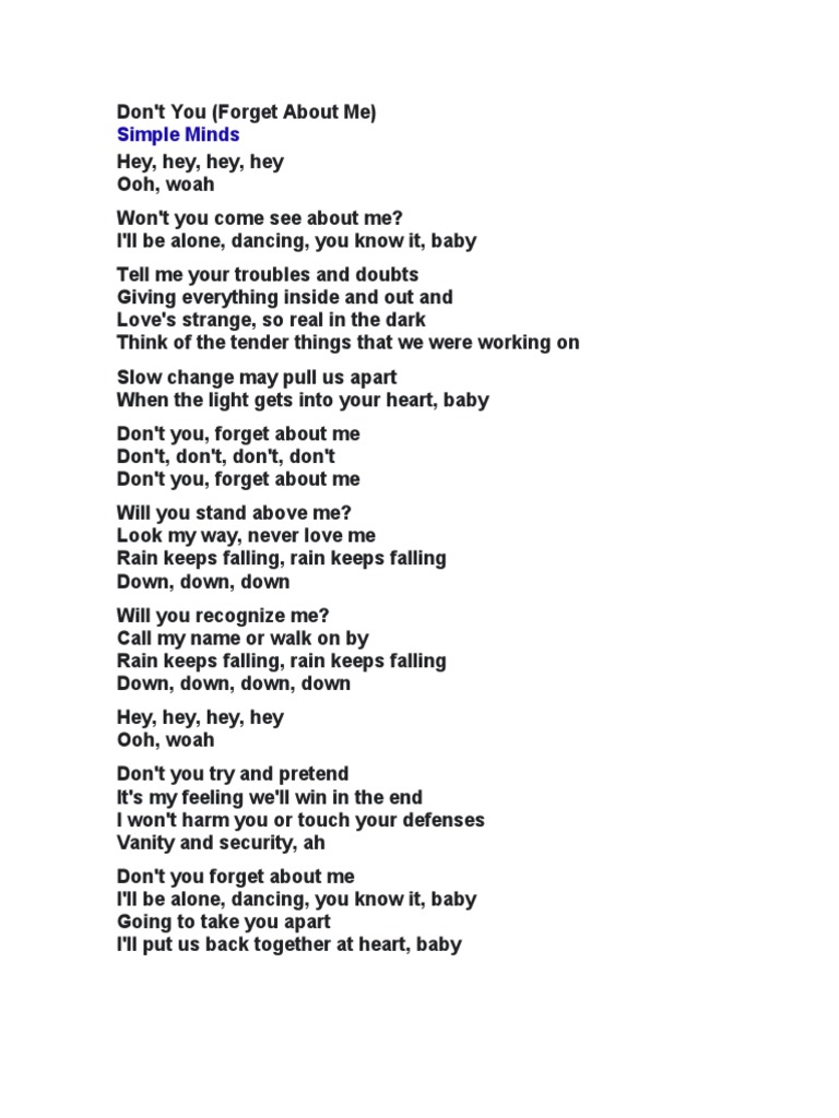 Dont You Forget About Me | PDF | Self-Improvement | Poetry